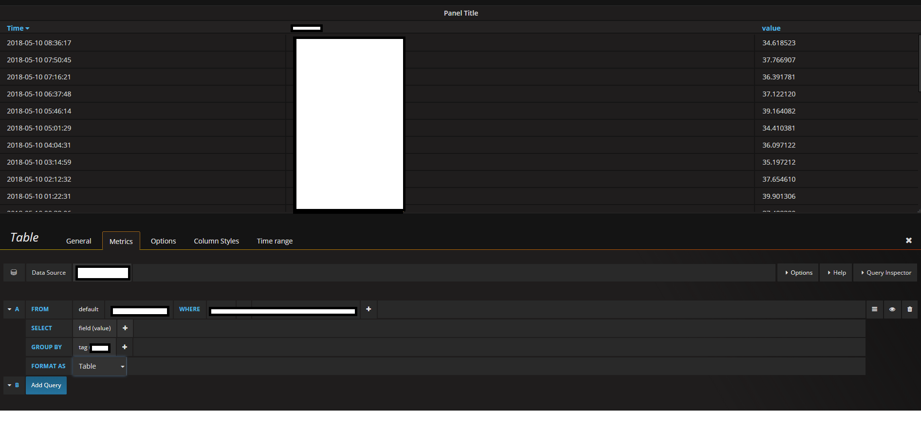 Data Is Plotted And Returned From Query Inspector But Not Showing In Legend And Tooltips When