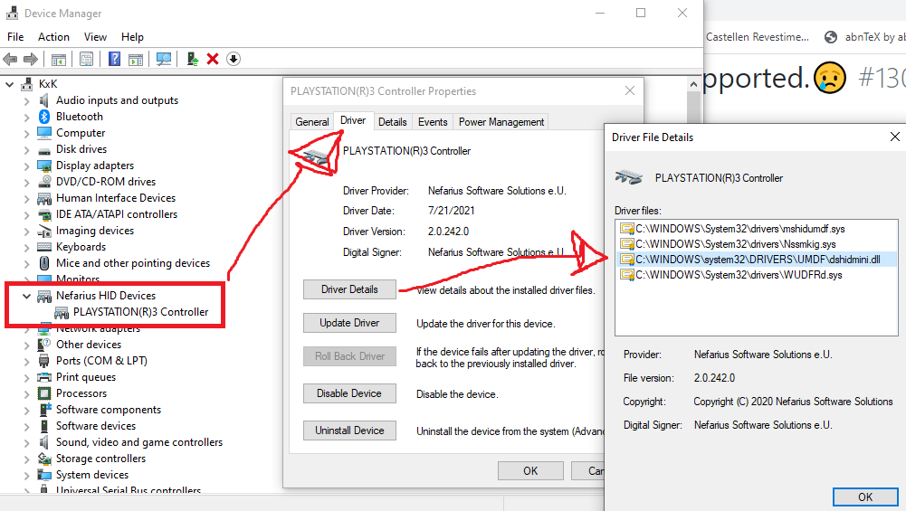 Want a fake DS3 controller to be supported.😢 · nefarius DsHidMini ...