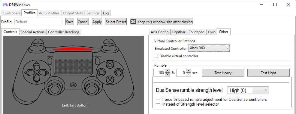 Move DualSense rumble strength settings to profile settings · Issue ...