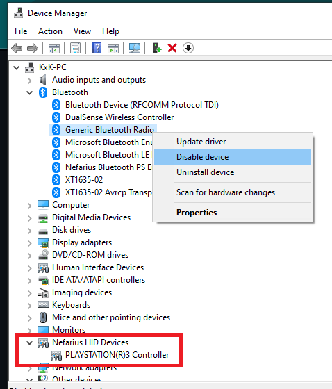 Windows gets stuck trying to disable BT adapter if there is a devices connected through BthPS3 ...