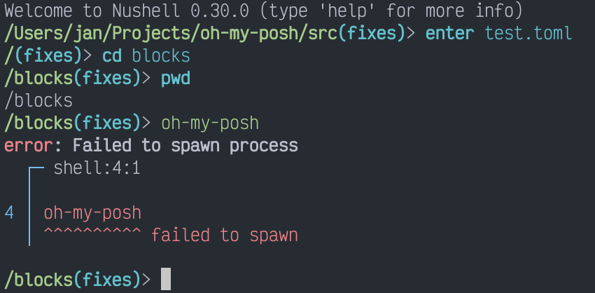 Failed to spawn process error when using oh-my-posh prompt in non-filesystem shells · Issue ...