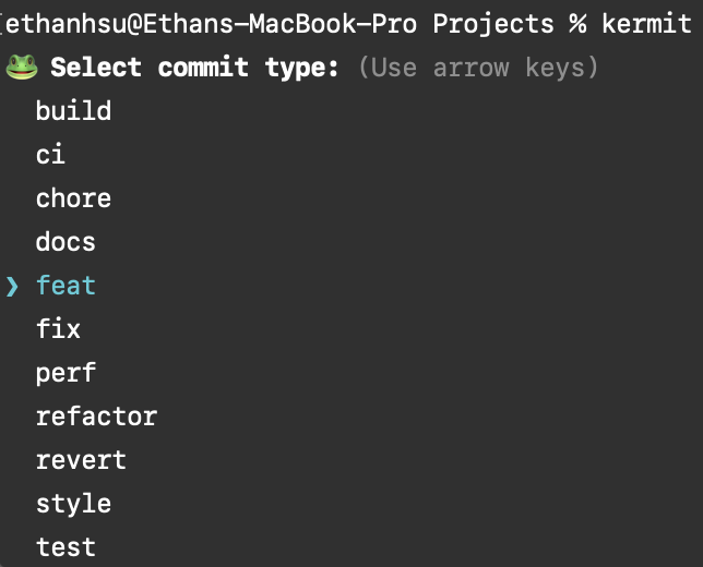GitHub - etlhsu/kermit: Quickly generate conventional commits using the command line