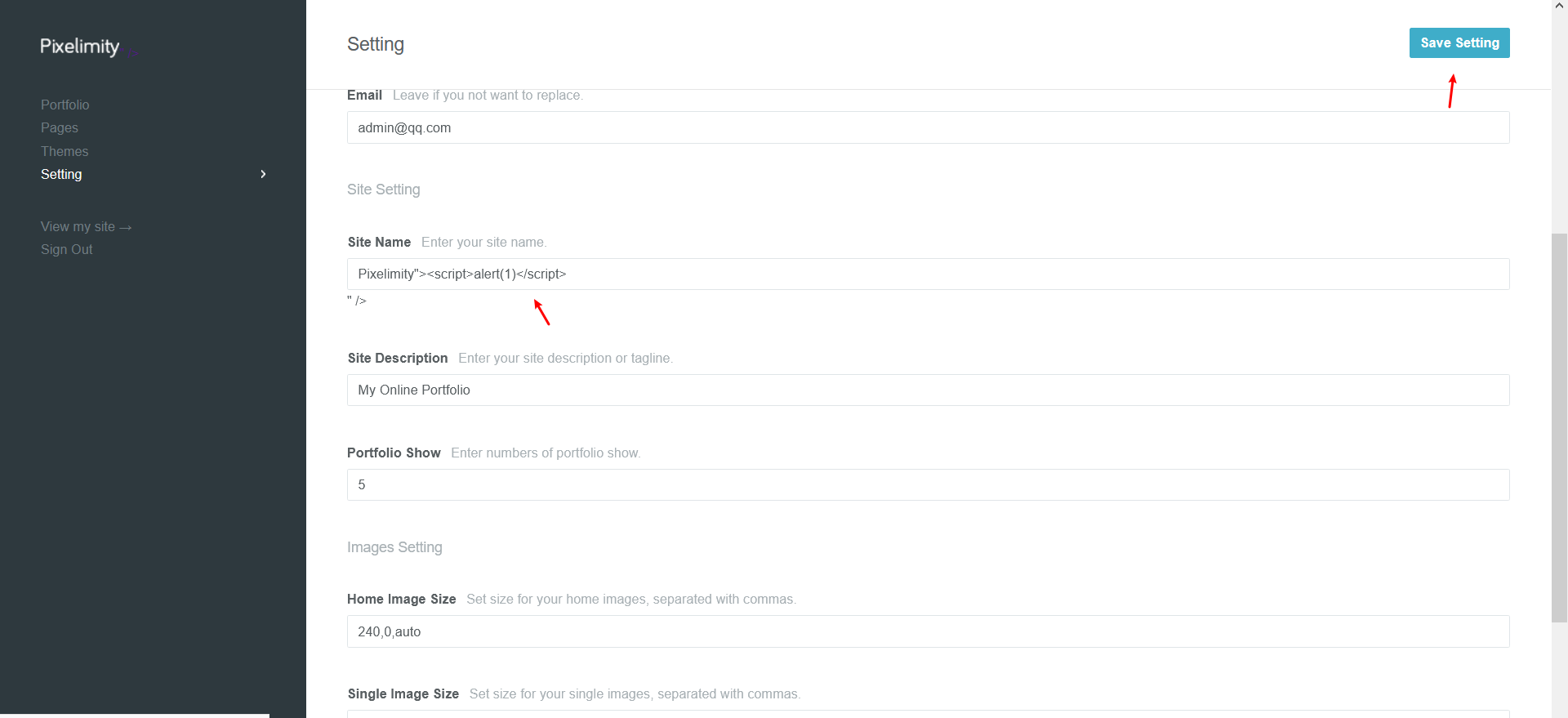 pixelimity – Cross-Site Scripting (XSS) in "admin/portfolio.php" · Issue #21 · pixelimity ...