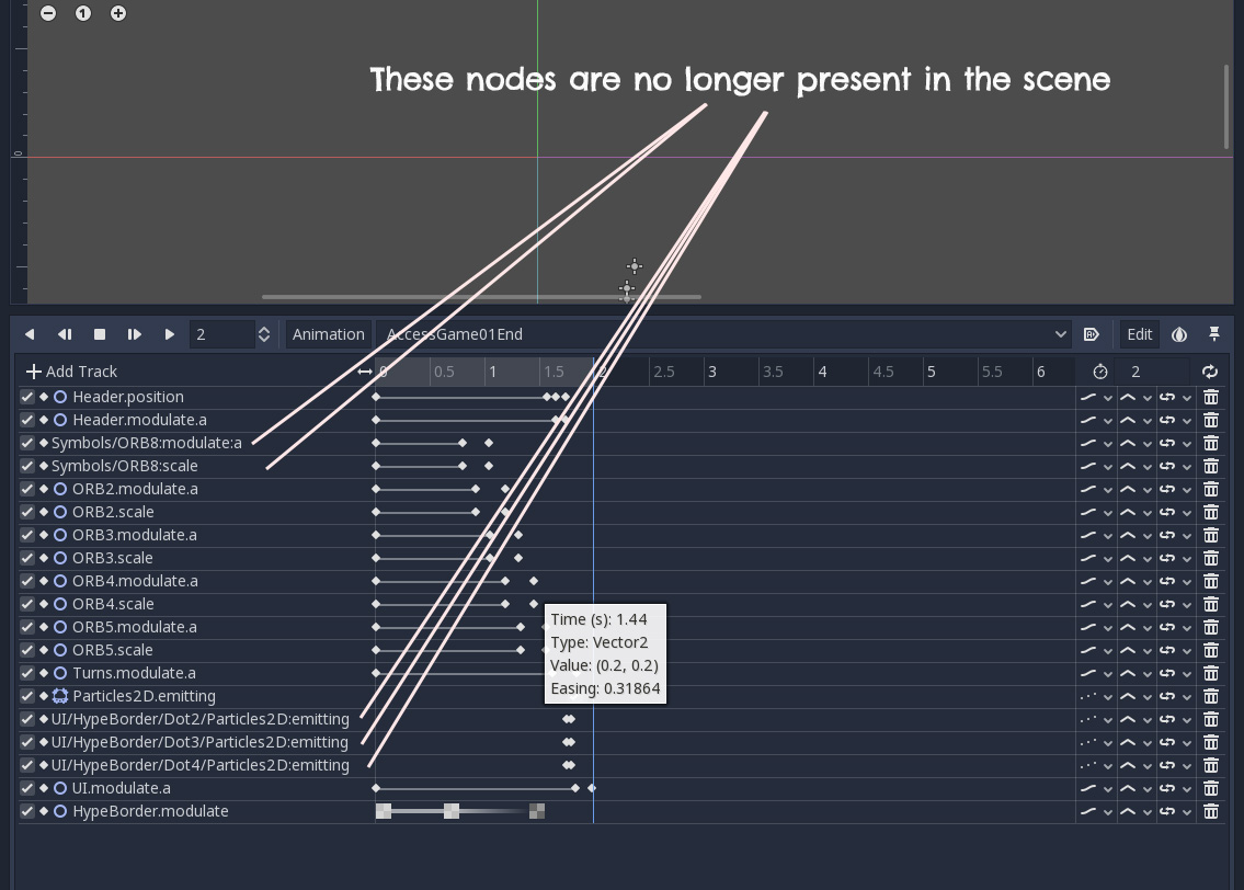 In the new AnimationPlayer it's harder to see deleted nodes in the Scene · Issue #27053 ...