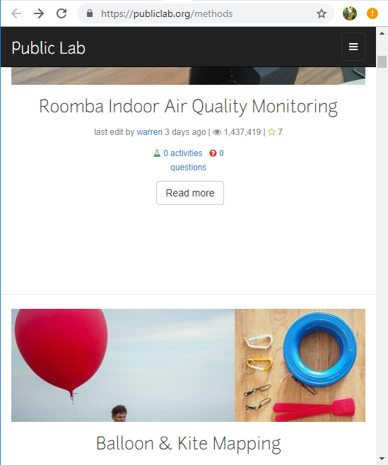 Improve methods page button placement · Issue #3532 · publiclab/plots2 · GitHub