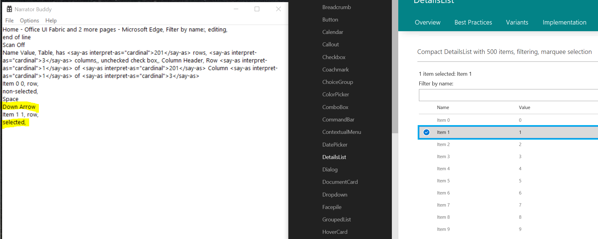 DetailsList narrator announcement issues · Issue #4240 · microsoft/fluentui · GitHub