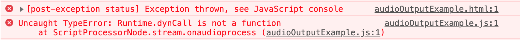 Can't hear sound using ofSoundStream on Emscripten (Minimal Example ...