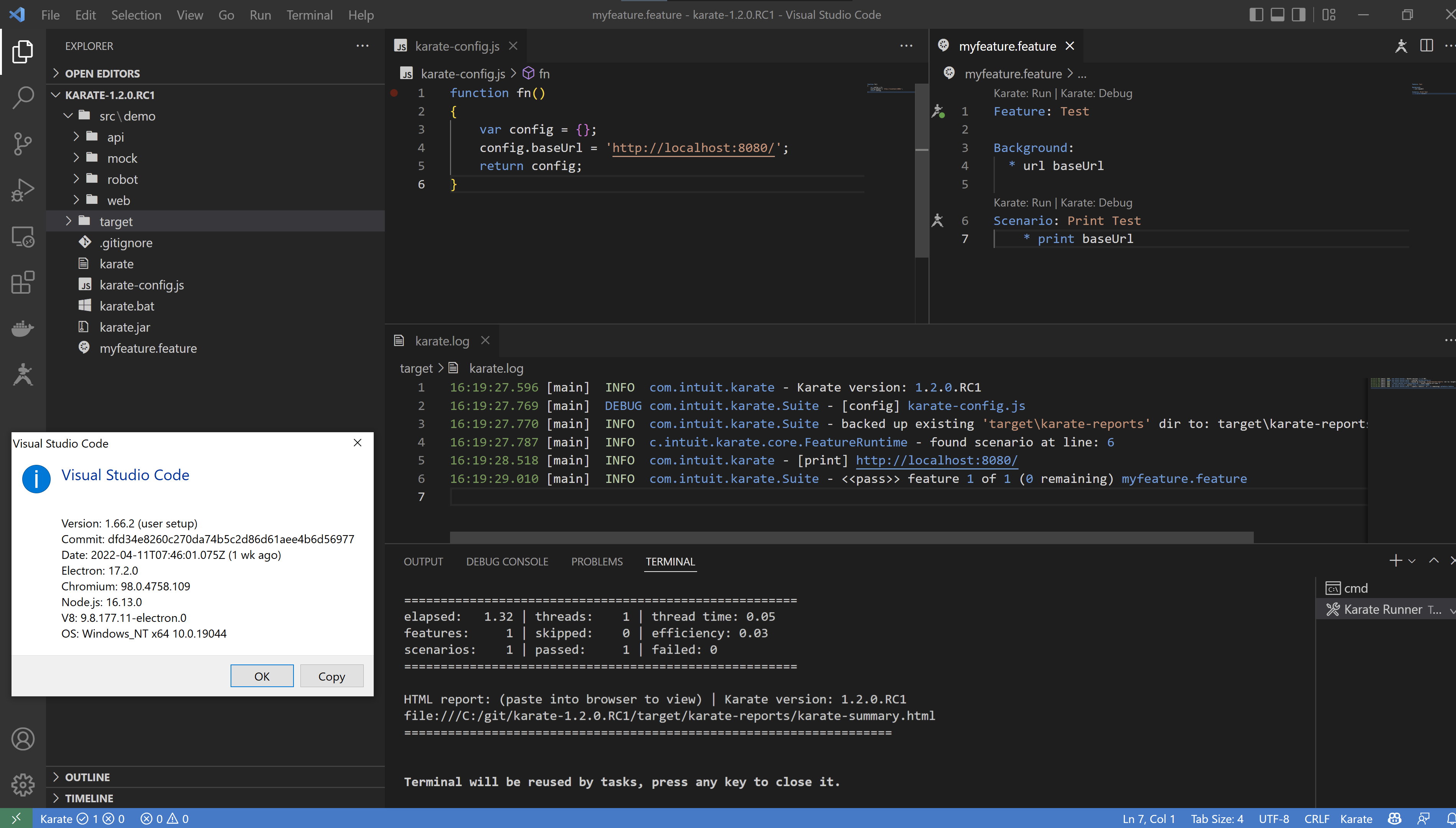 Vs Code Karate Config Js Error While Running Scenario With Java 18 And Karate Zip Release