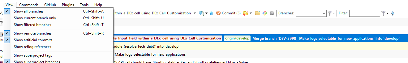 'Show remote branches' does not toggle remote branches to be displayed ...
