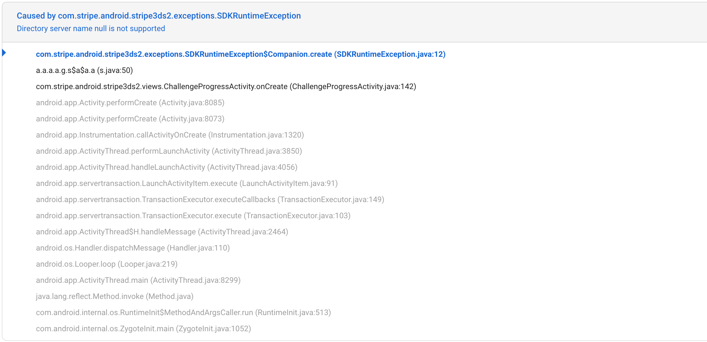 [bug] stripe3ds2.exceptions.SDKRuntimeException Directory server name null is not supported ...