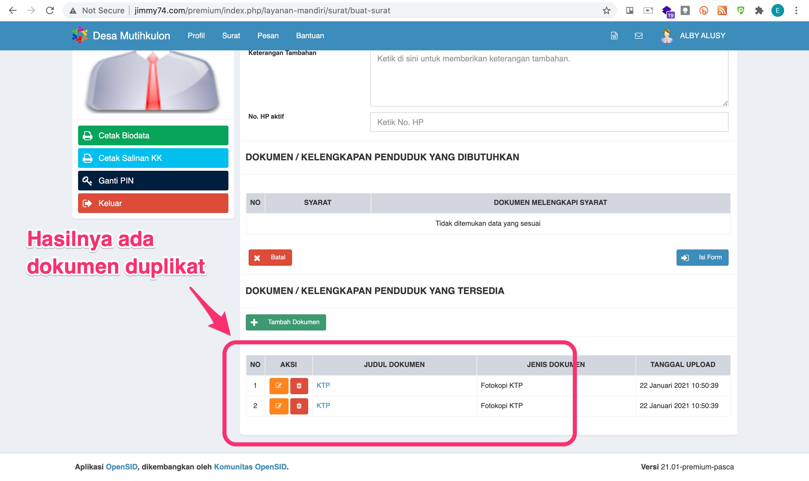 [Bug] Hapus kk dari daftar pilihan anggota keluarga untuk dibagi dokumen kelengkapan di layanan ...