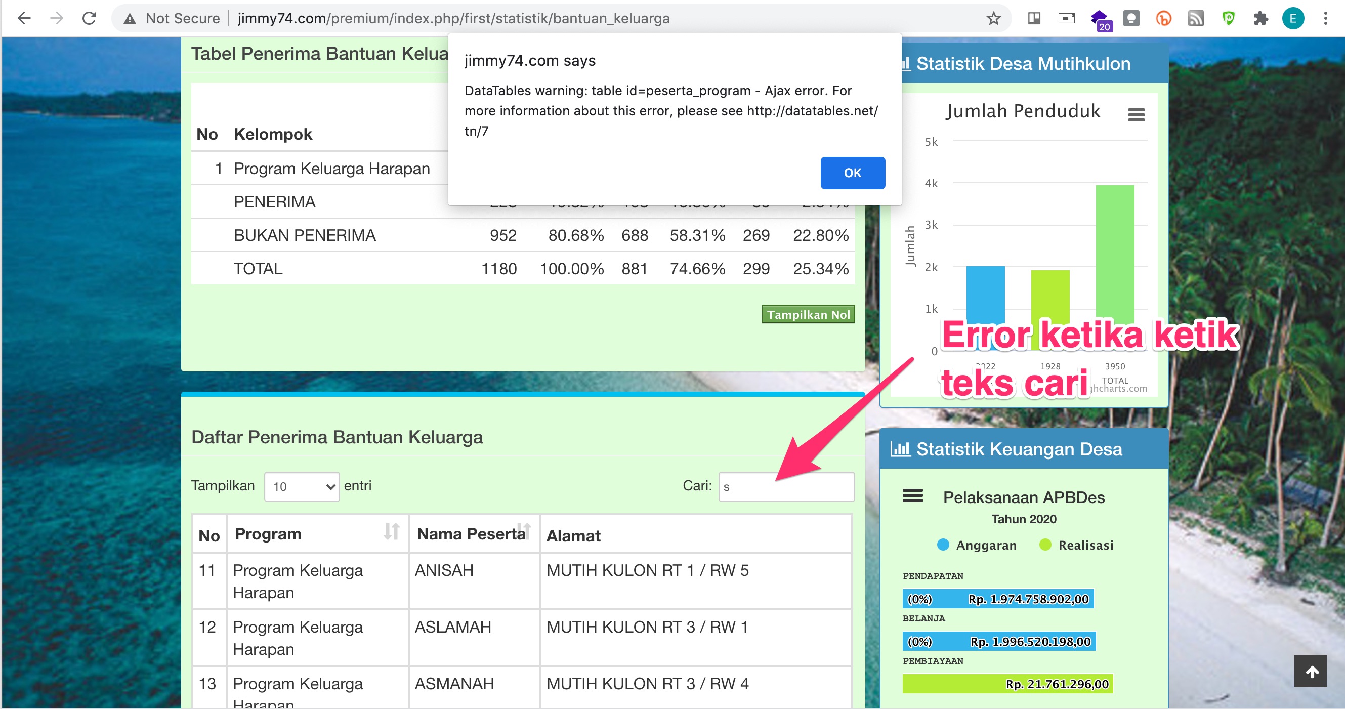 [BUG] Error waktu mencari data bantuan penduduk atau keluarga di web · Issue #4100 · OpenSID ...