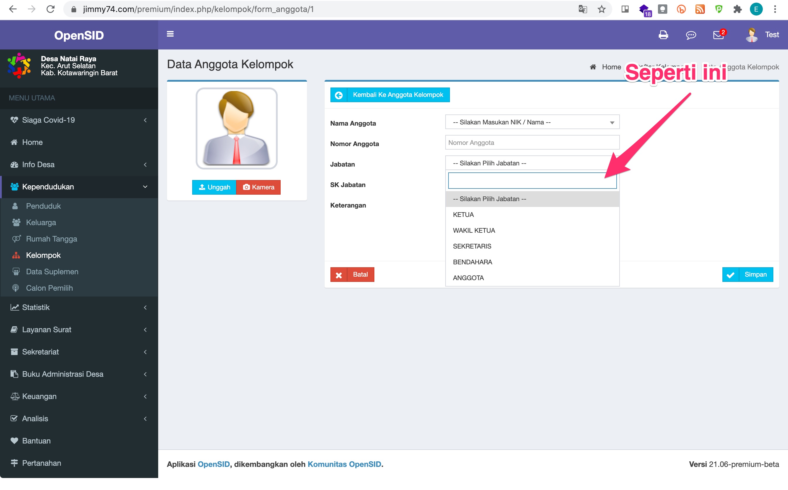 Penambahan Form atau Baris Input Data Suku/Etnis Warga di Biodata ...