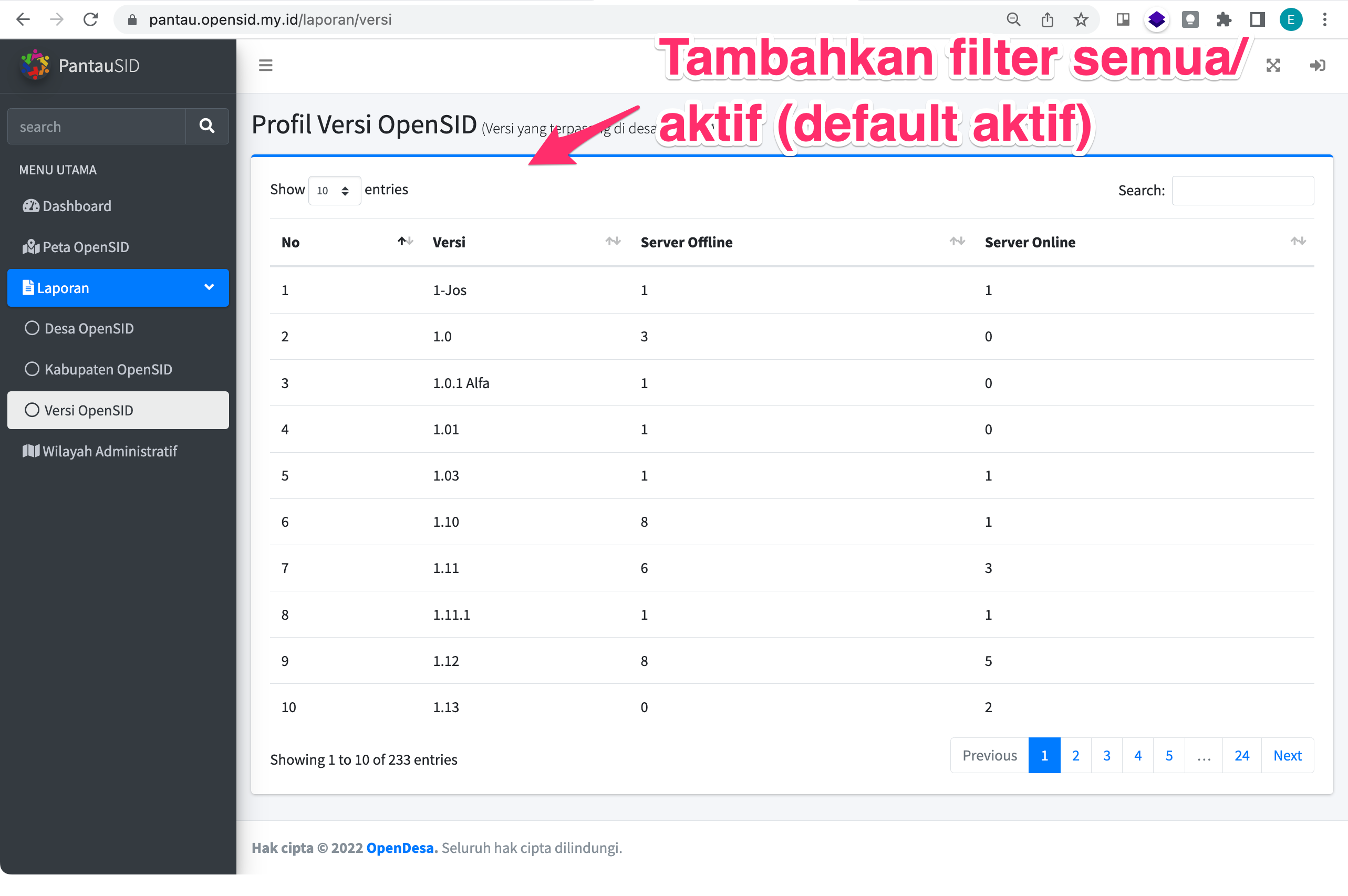 Perbaiki daftar versi OpenSID · Issue #95 · OpenSID/pantau · GitHub