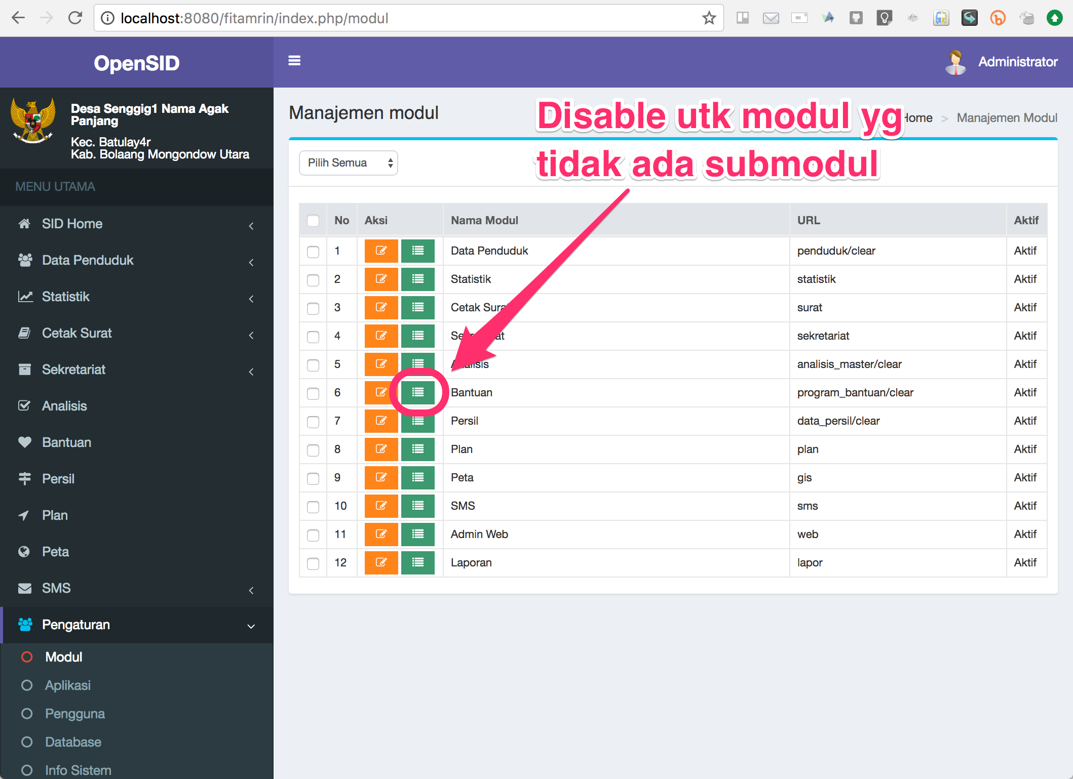 [tampilan-admin] Tombol 'Lihat Sub Modul' perlu di-disable utk modul ...