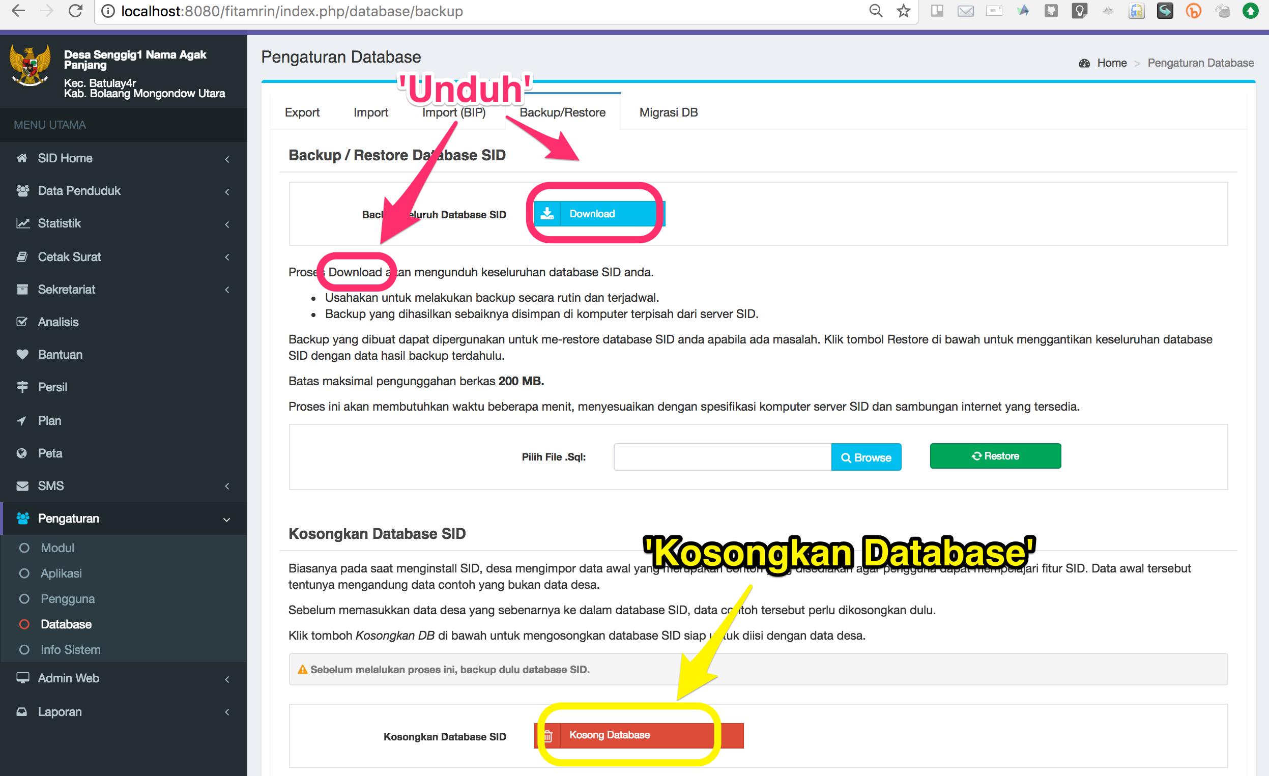 [tampilan-admin] Ejaan di Pengaturan > Database > Backup/Restore ...