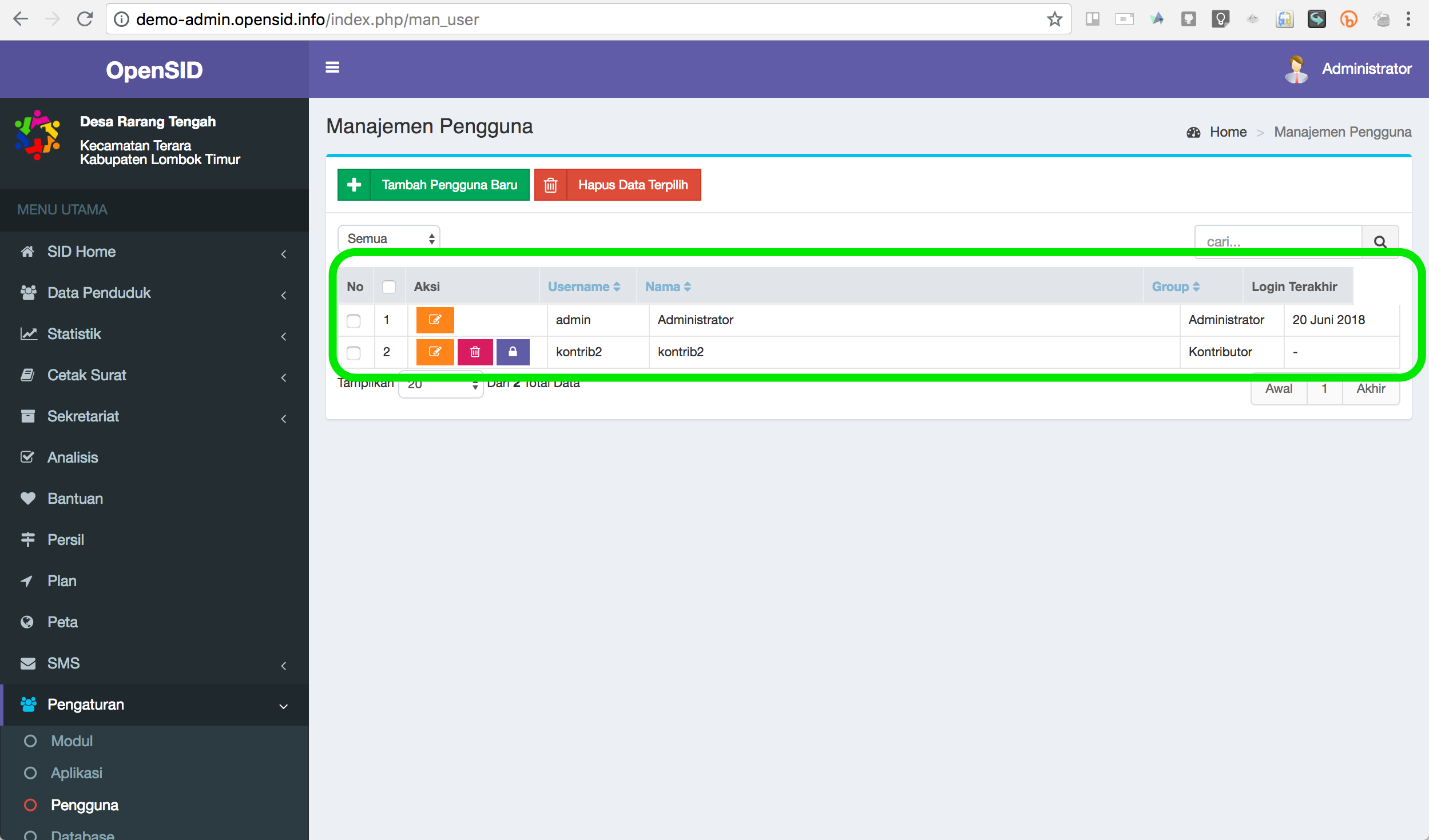 [tampilan-admin] Judul tabel Pengaturan > Pengguna tidak rapi · Issue ...
