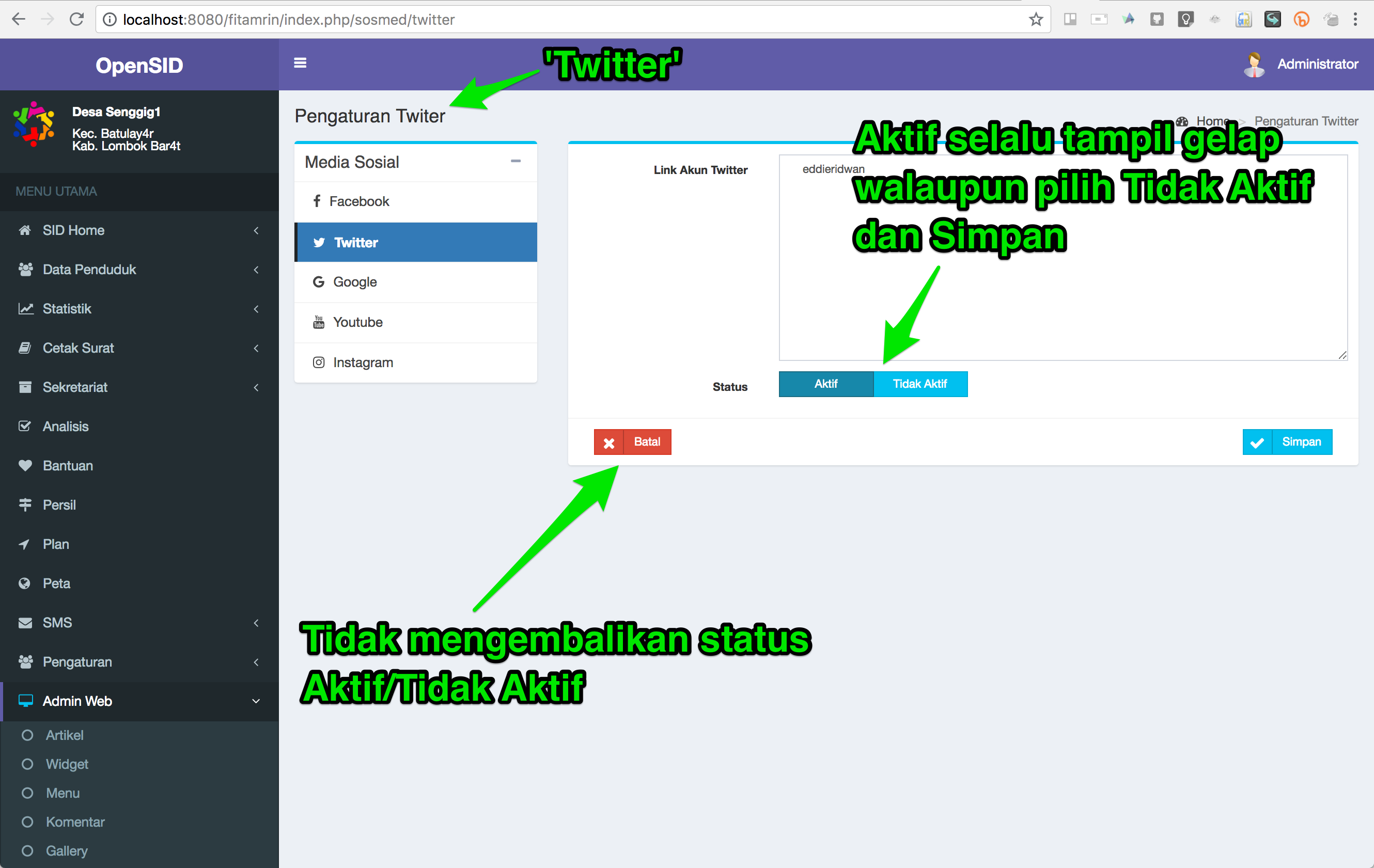 [tampilan-admin] Kesalahan di Admin Web > Media Sosial · Issue #1137 ...