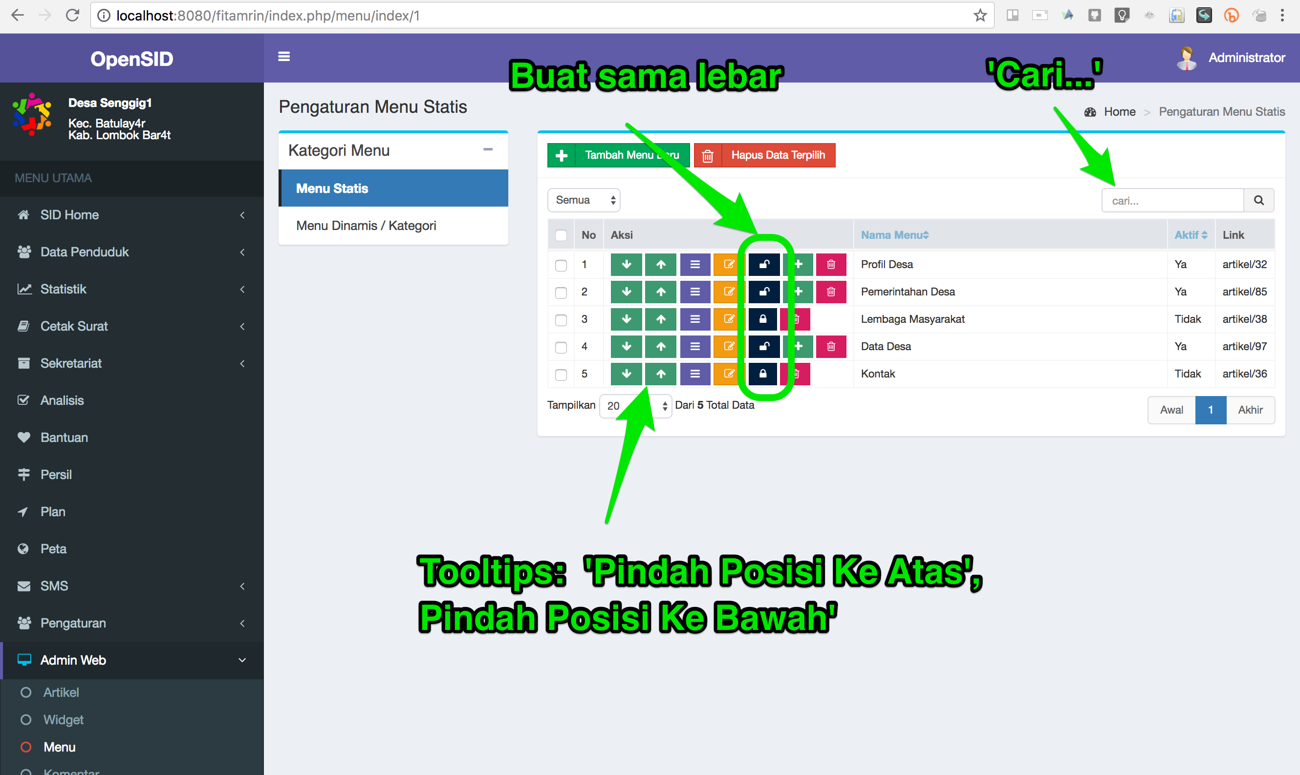 [tampilan-admin] Perbaikan Admin Web > Menu > Menu Statis · Issue #1146 ...