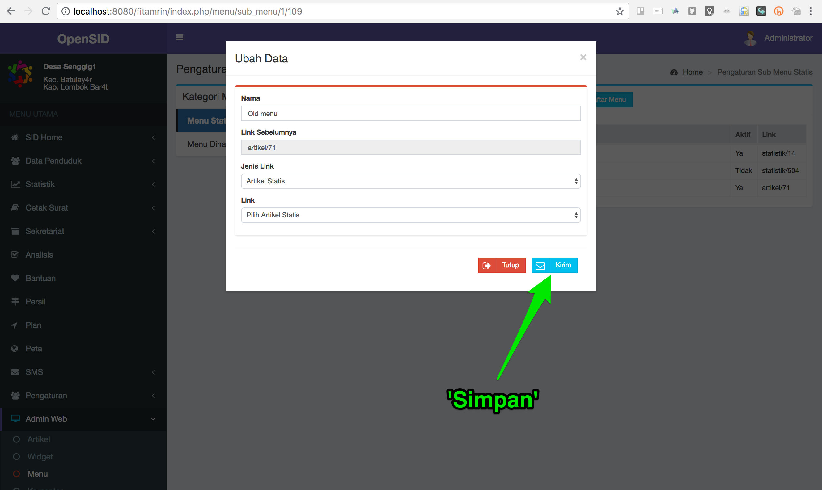 [tampilan-admin] Perbaikan Admin Web > Menu > Menu Statis > Ubah/Tambah Sub Menu Statis · Issue ...