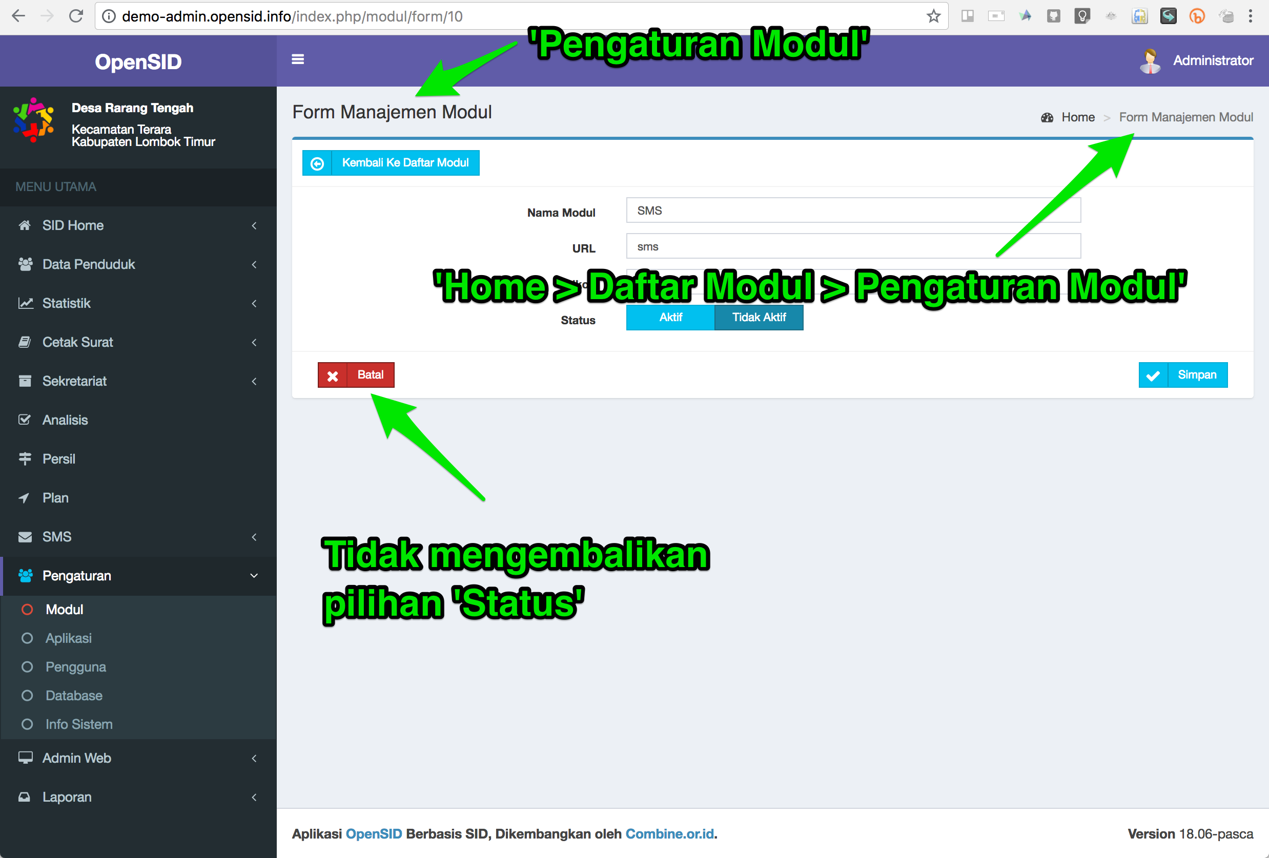 [tampilan-admin] Perbaikan Pengaturan > Modul > Ubah · Issue #1188 · OpenSID/OpenSID · GitHub