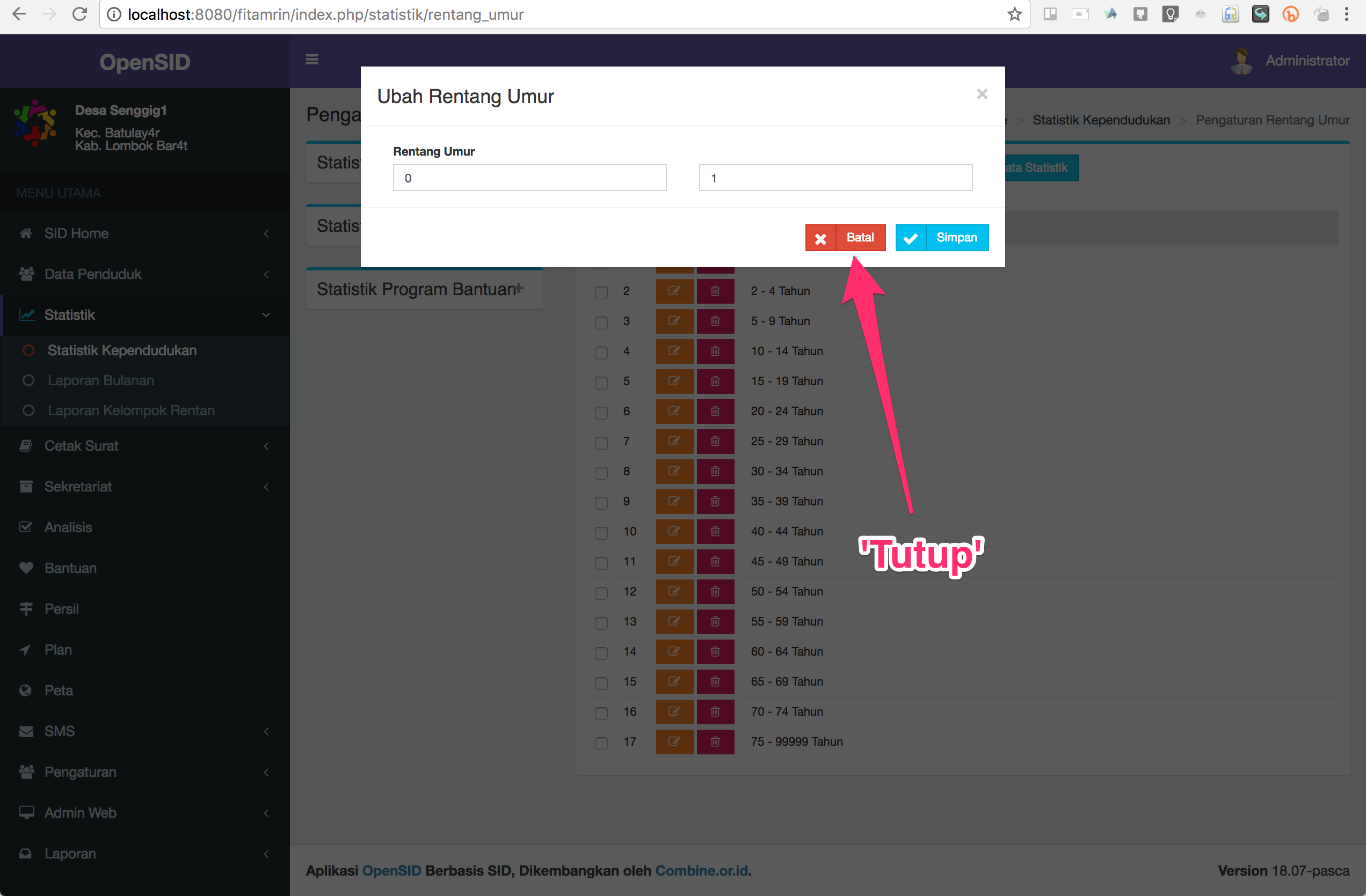 [tampilan-admin] Error Statistik > Statistik Kependudukan > Umur > Atur ...