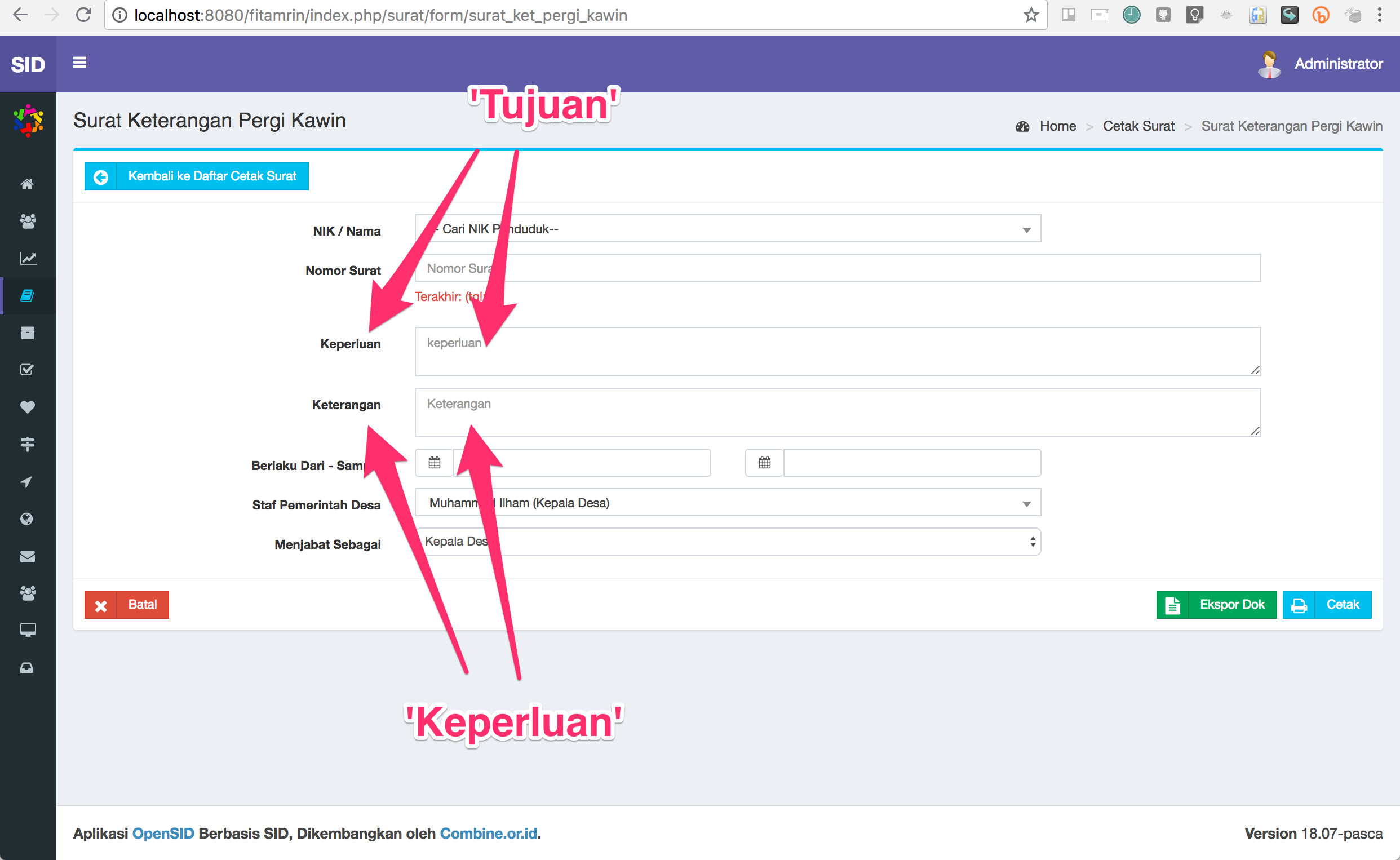[tampilan-admin] Perbaikan Surat Keterangan Pergi Kawin · Issue #1500 · OpenSID/OpenSID · GitHub