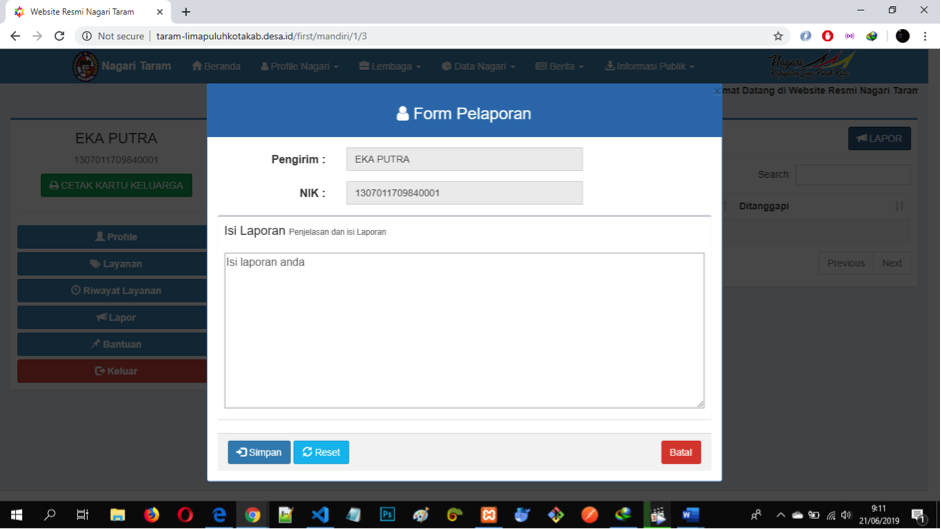 [kab50kota] Tampilkan form lapor di layanan mandiri sebagai popup ...
