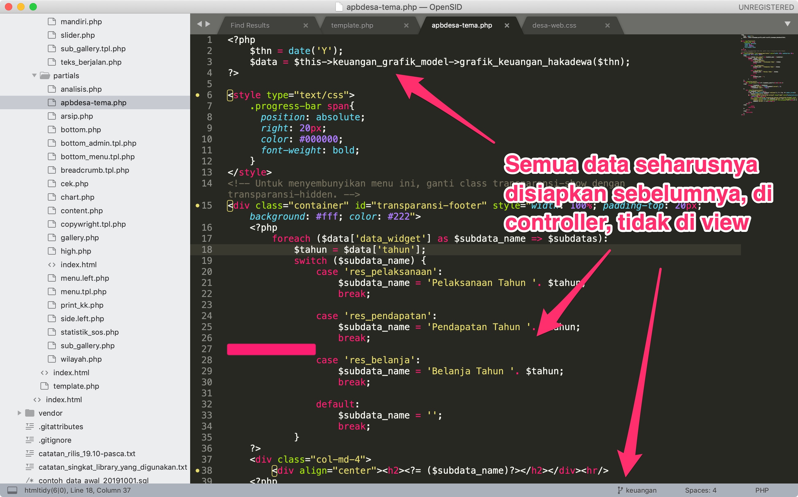[keuangan] Script apbdesa-tema.php tidak sesuai aturan penulisan ...