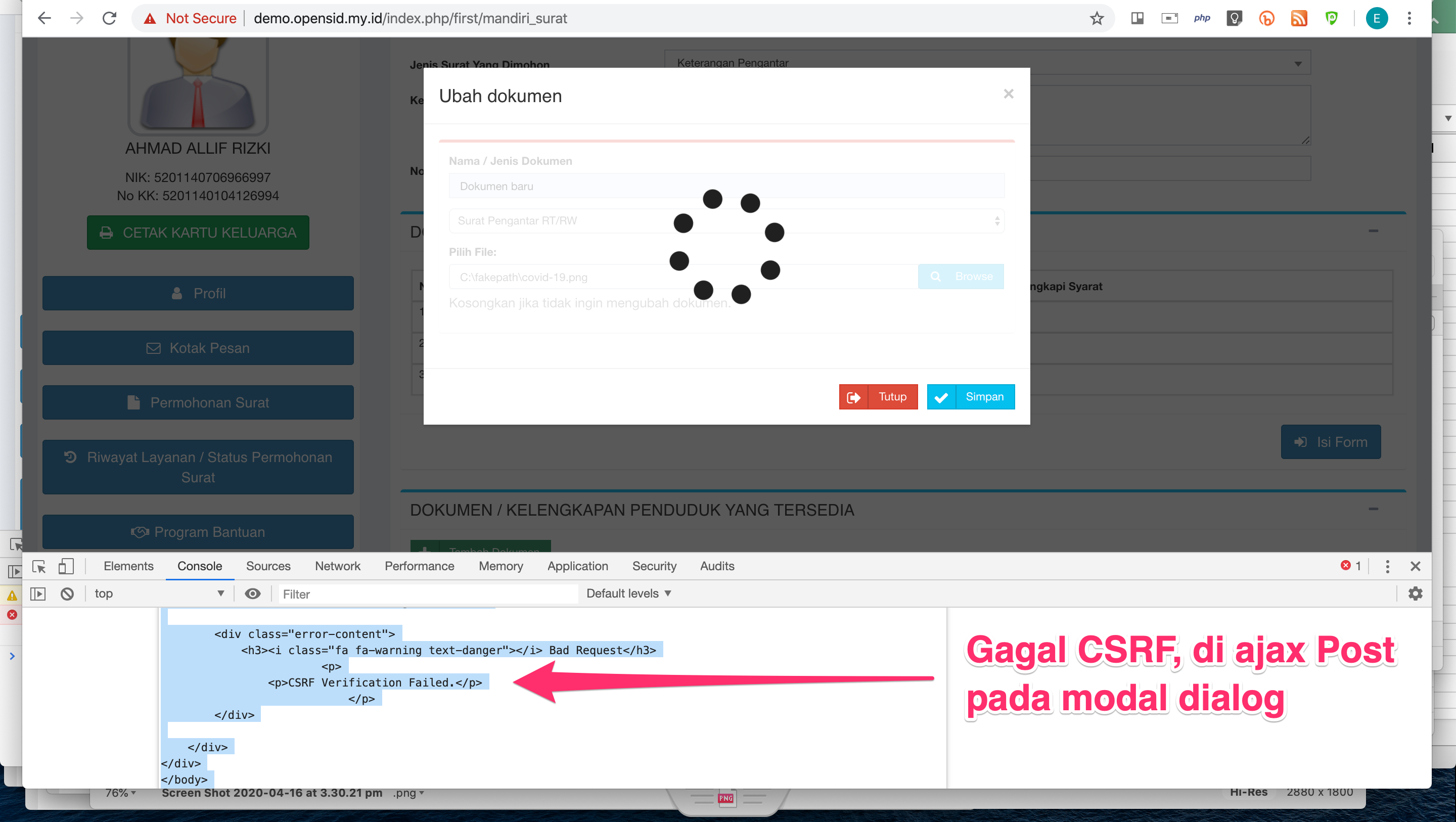 [Bug] Verifikasi CSRF gagal di Layanan Mandiri · Issue #2936 · OpenSID/OpenSID · GitHub