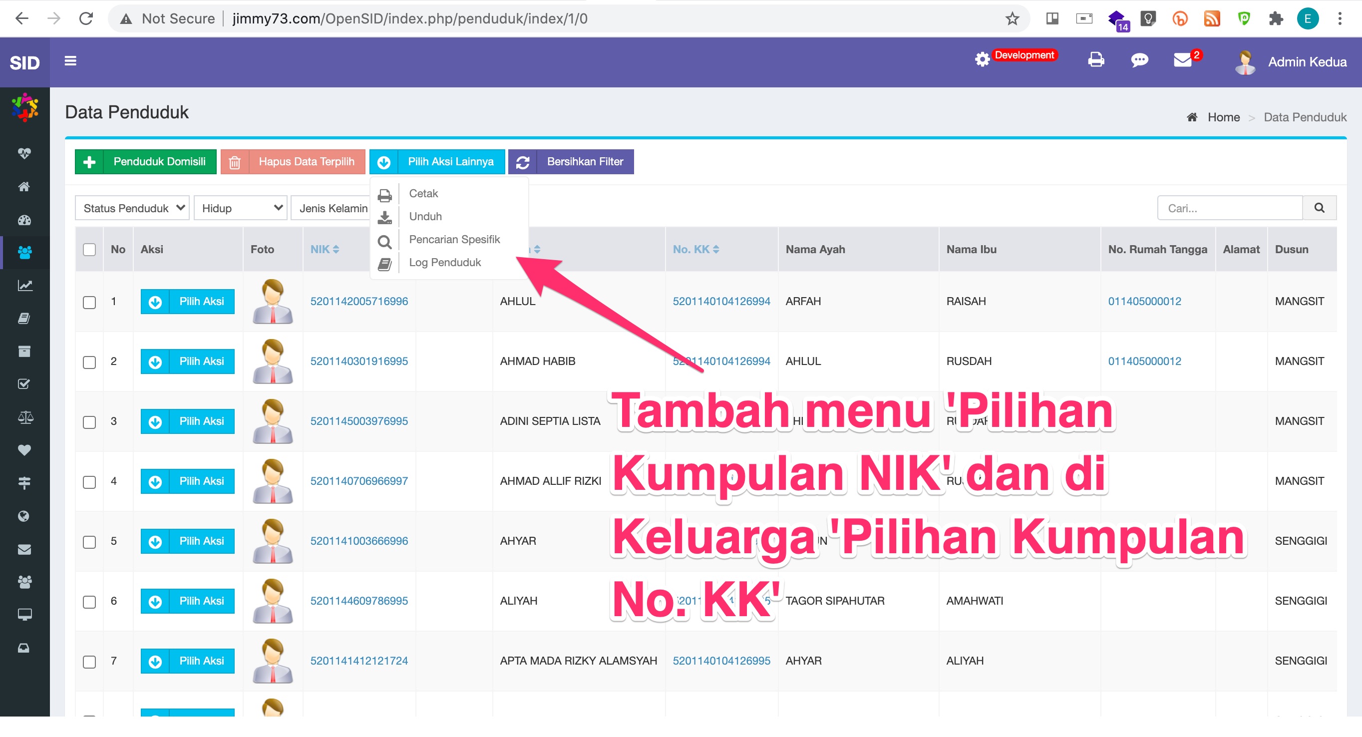 Pencarian/sortingan Data Penduduk/Keluarga · Issue #3422 · OpenSID/OpenSID · GitHub