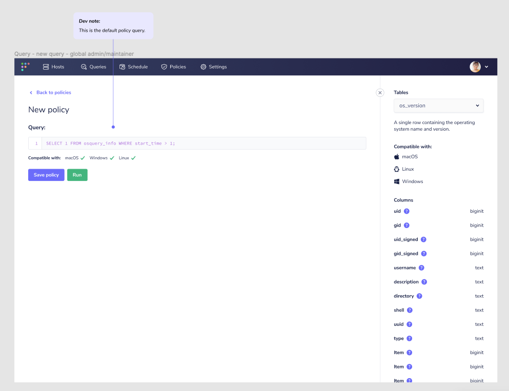 Add the ability to create and edit detailed policies and associated proprietary queries. · Issue ...