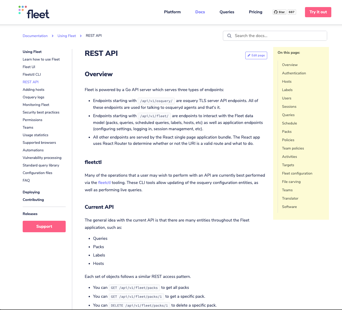 Make API docs navigation sticky · Issue #4398 · fleetdm/fleet · GitHub