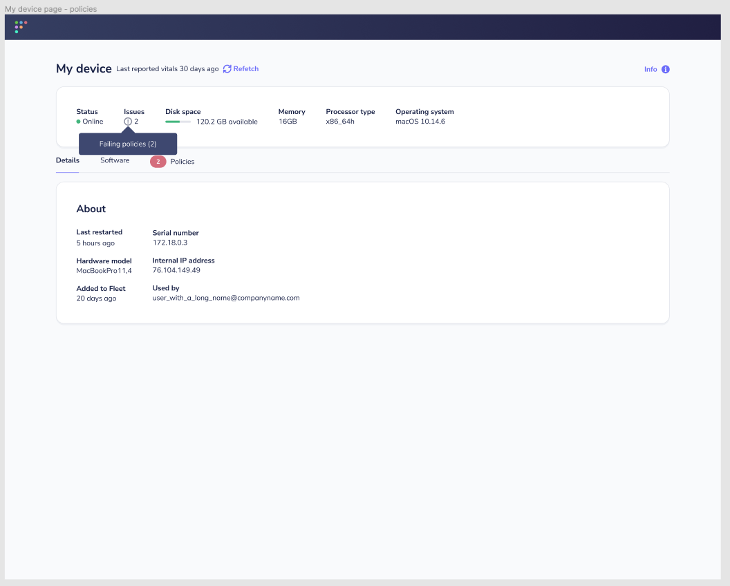 Expose policies on My device page · Issue #5445 · fleetdm/fleet · GitHub