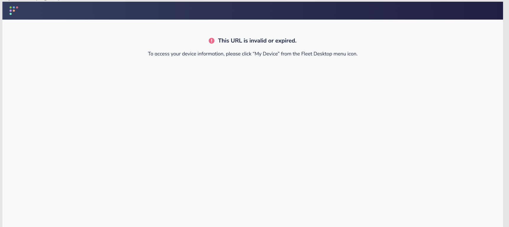 Update the Fleet UI to display an error message if an invalid token is ...