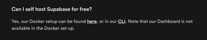 Update Self Hosting FAQ in the Pricing Page · Issue #4306 · supabase/supabase · GitHub