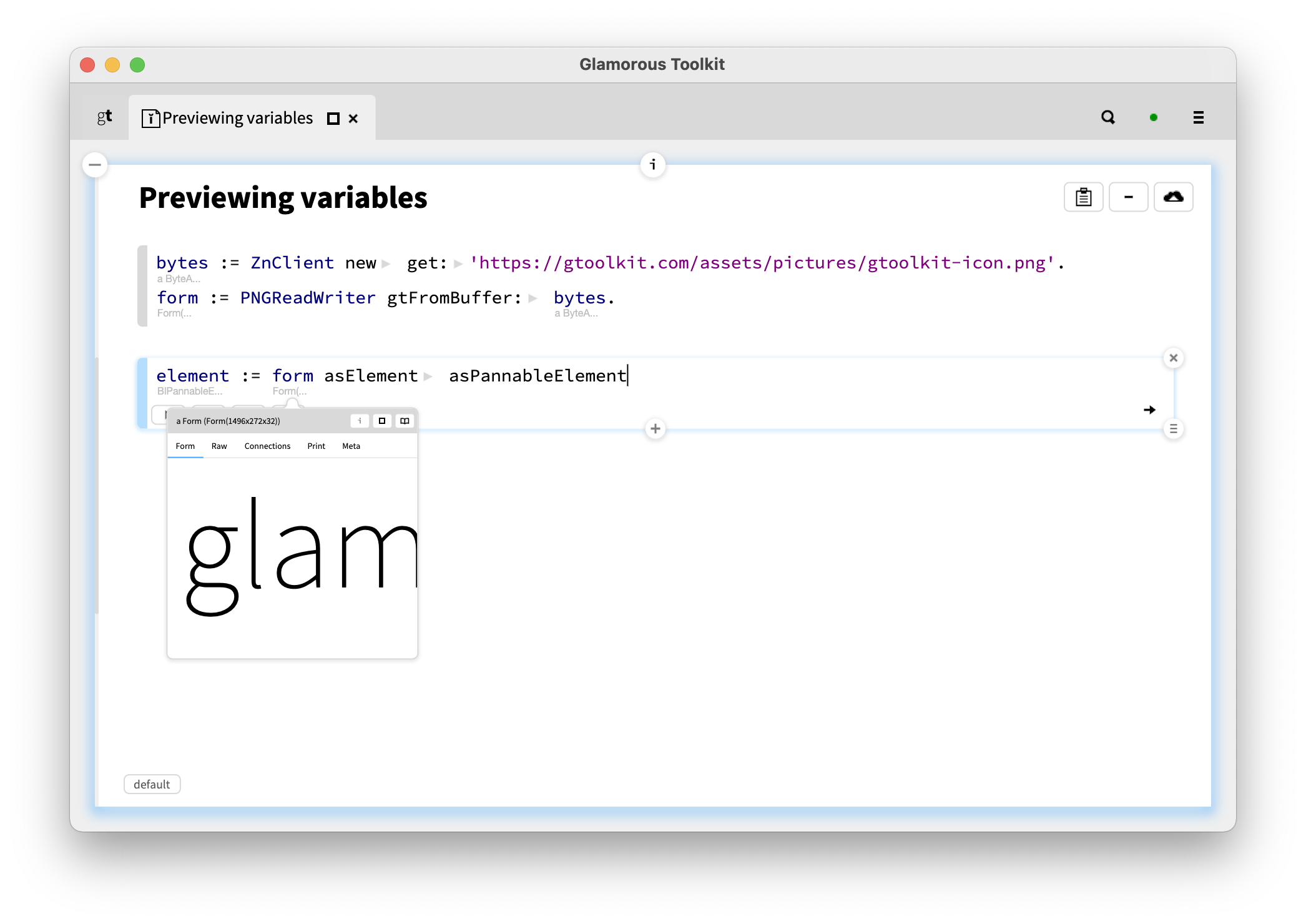 Add marker for variables with values in a Pharo snippet · Issue #2281 · feenkcom/gtoolkit · GitHub