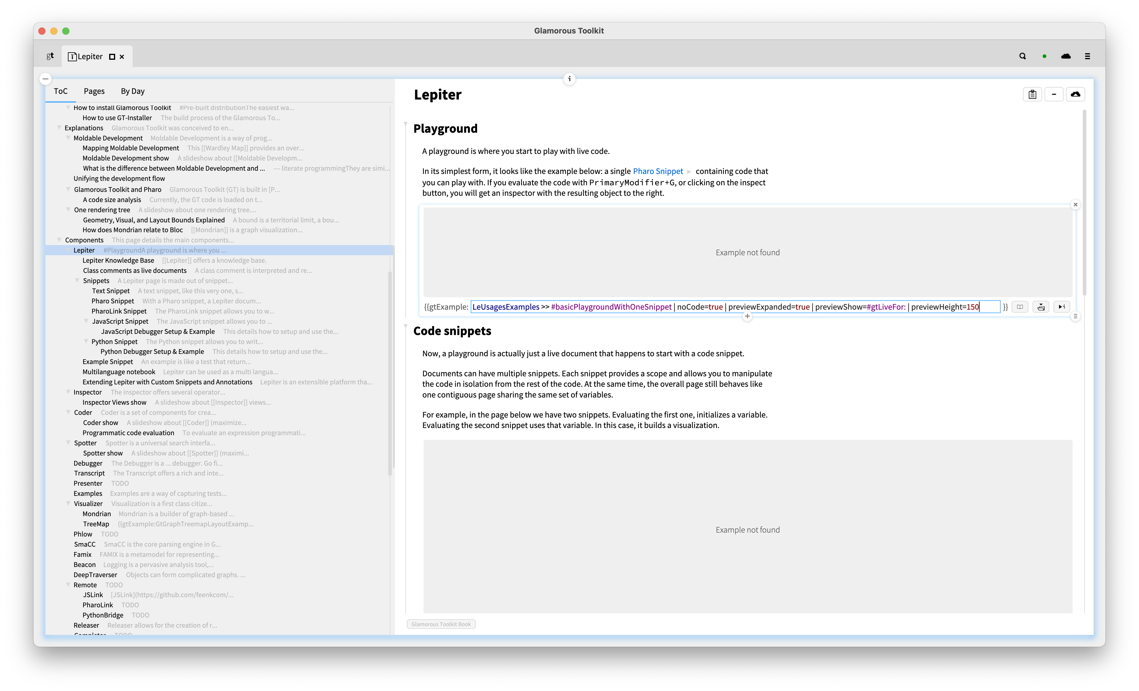 Example snippet does not work · Issue #2347 · feenkcom/gtoolkit · GitHub