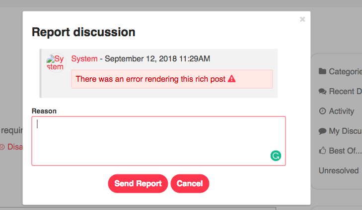 Rich Posts Not Rendering Correctly When Reporting A Post · Issue 7764 · Vanillavanilla · Github 