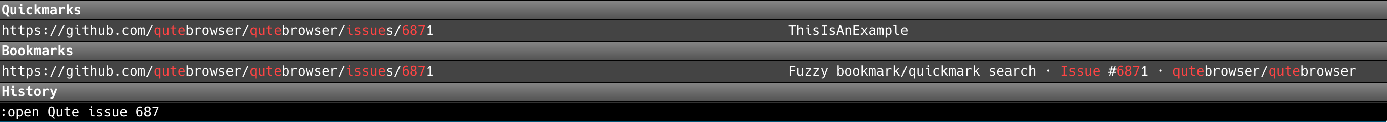 Fuzzy bookmark/quickmark search · Issue #6871 · qutebrowser/qutebrowser · GitHub