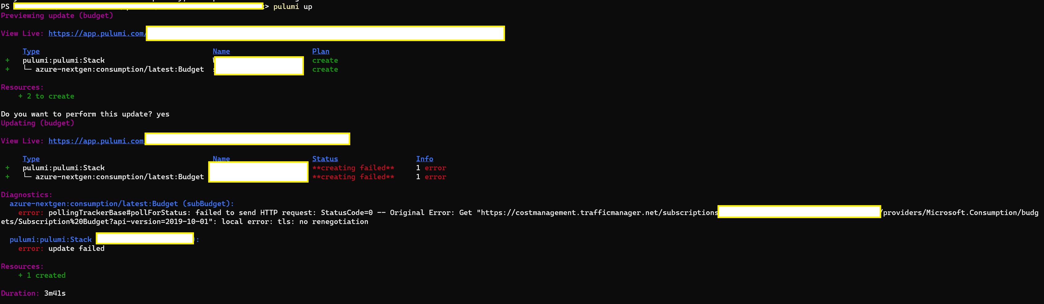 Azure Budget reports creation failure when no such failure occurred ...