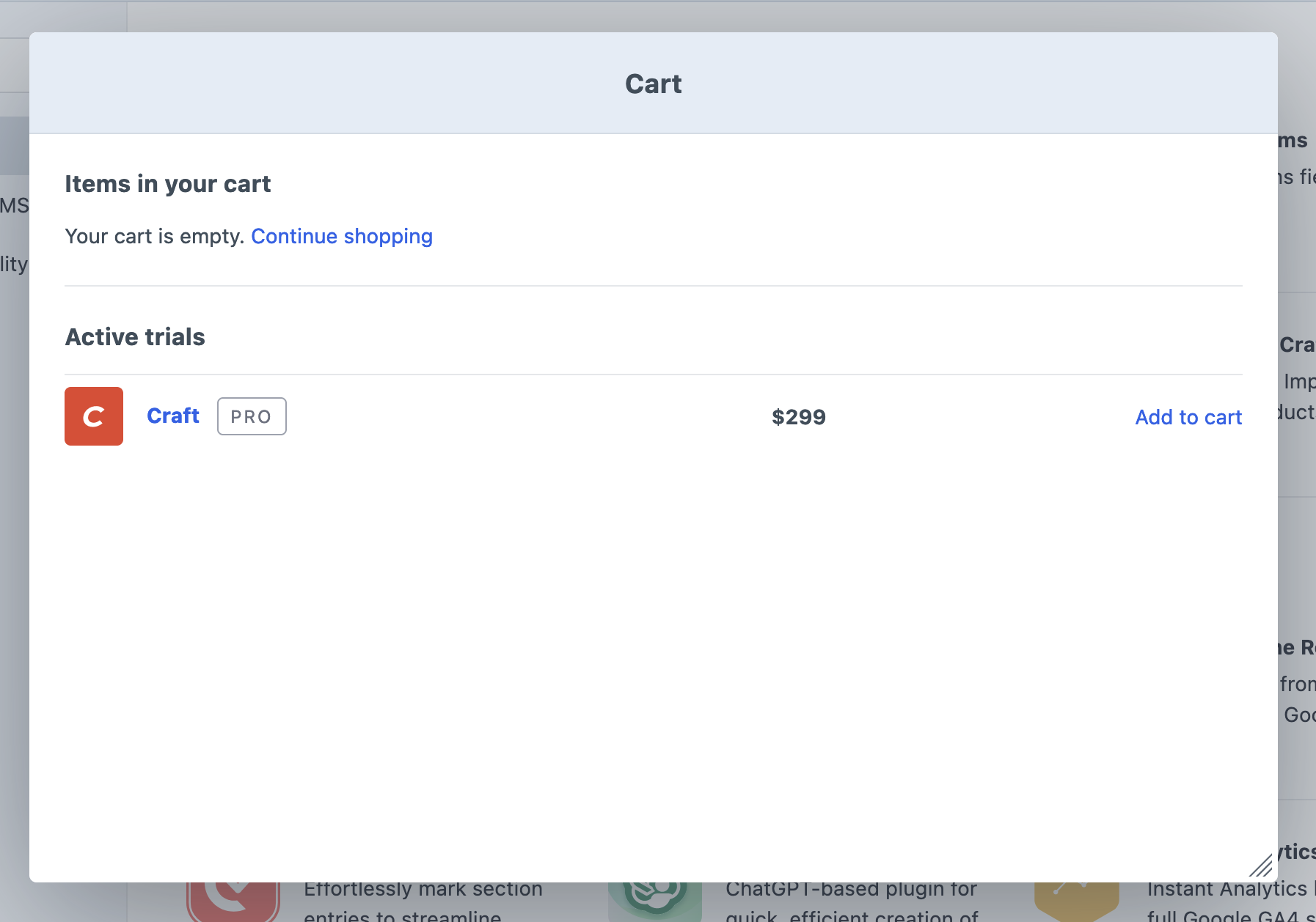 [4.x]: Active Trials in Cart doesn't display plugins · Issue #13661 · craftcms/cms · GitHub