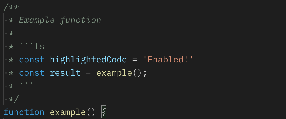 Support deno-style JSDoc code highlighting · Issue #81668 · microsoft/vscode · GitHub