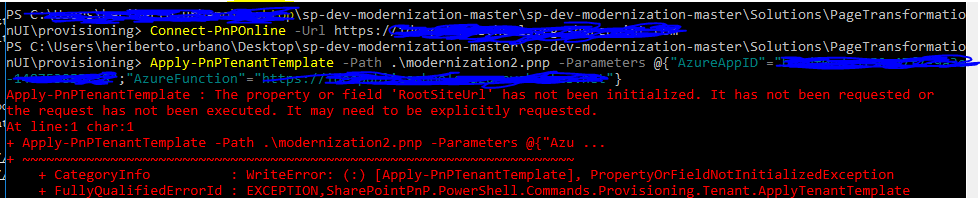 Issues In Step 2 - Apply-PnPProvisioning Template · Issue #1 · pnp/modernization · GitHub