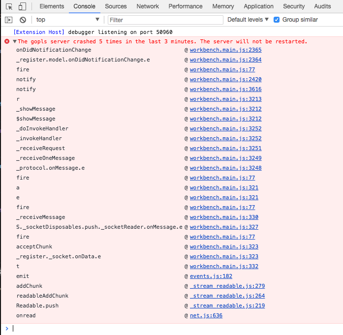 Gopls Is Crashing Even Though Langage Server Set To Bingo · Issue 2537 · Microsoftvscode Go 