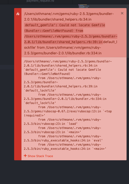 Rubocop : default_gemfile': Could not locate Gemfile (Bundler::GemfileNotFound) · Issue #2354 ...