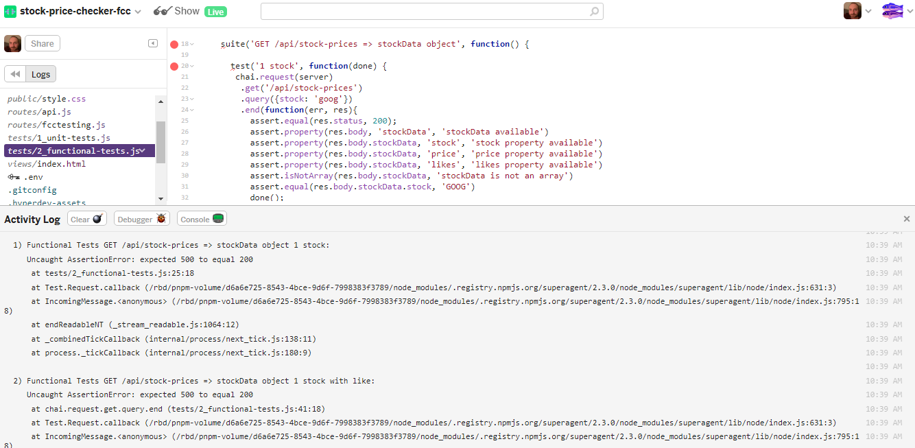 Stock Price Checker - Internal Server Error (500) · Issue #17818 · freeCodeCamp/freeCodeCamp ...