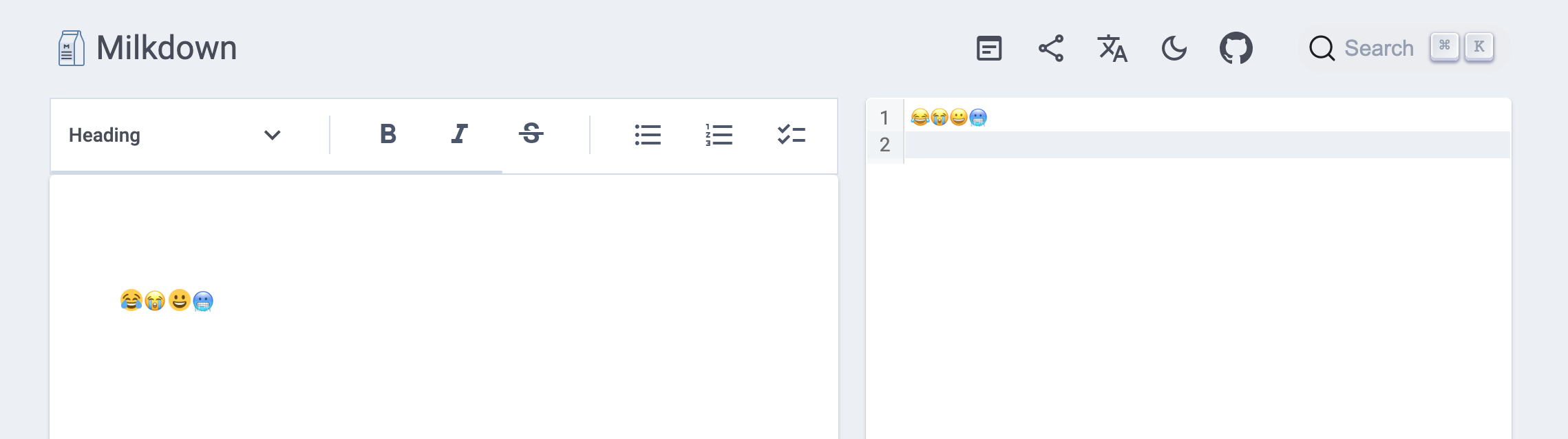 [Bug] plugin-emoji: unable to render multiple emoji · Issue #784 · Milkdown/milkdown · GitHub