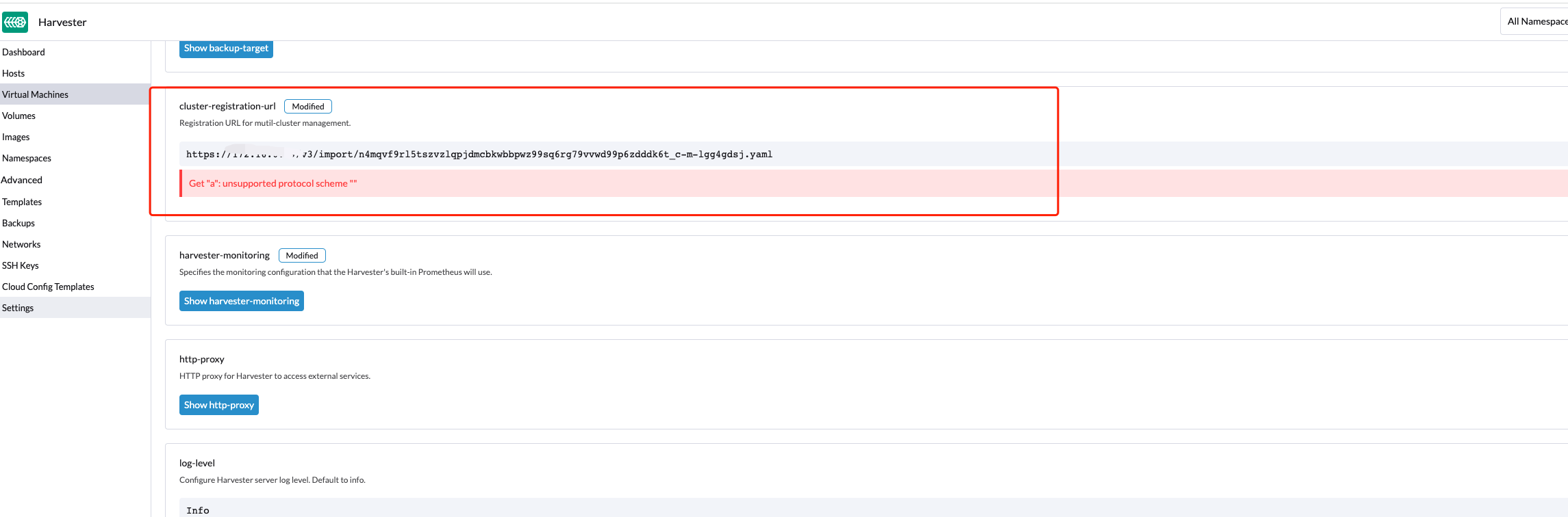 [BUG] cluster-registration-url is lack of essential check and no clear error message in ...