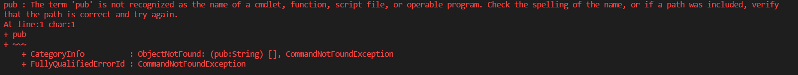 VS Code Terminal window is not recognizing 'pub' commands. Terminal Window outside VS is able to ...